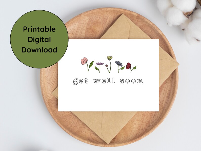 Printable Floral Get Well Soon Card Digital Download 5x7 - Etsy