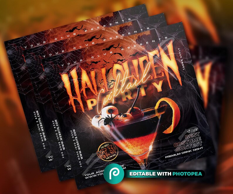 Editable Spooky Halloween Party Drink Flyer Template: Printable ...