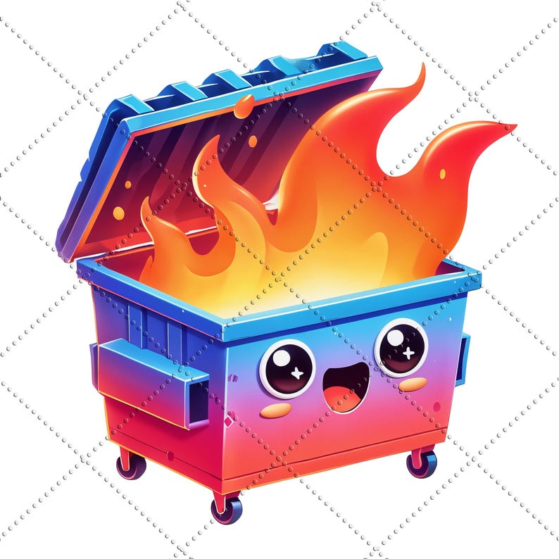 23 Cute Dumpster Fire SVG, PNG, Garbage Svg, Trash Can Clipart ...