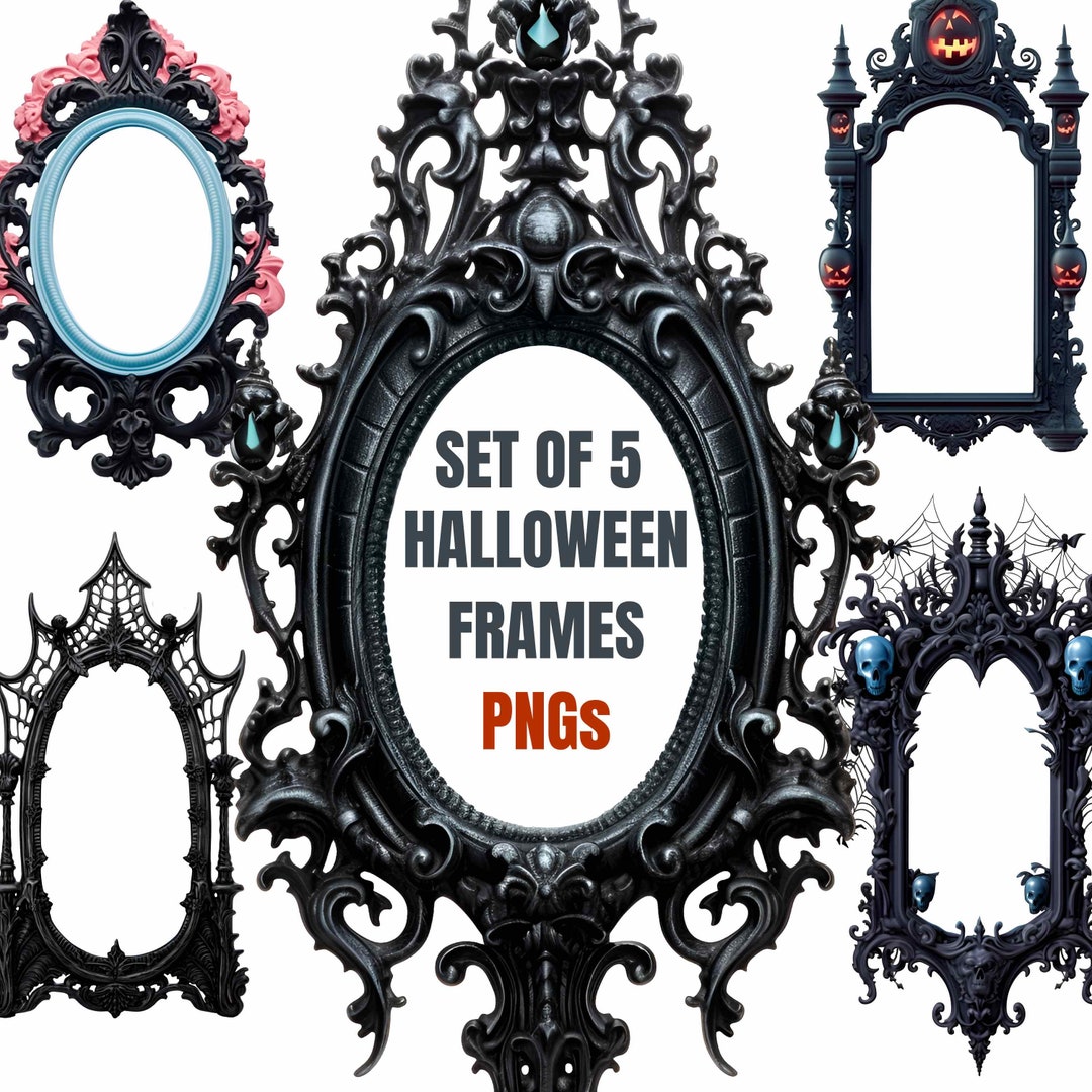 Halloween Frame Clipart, Clip Art PNG, Digital Download, Halloween ...