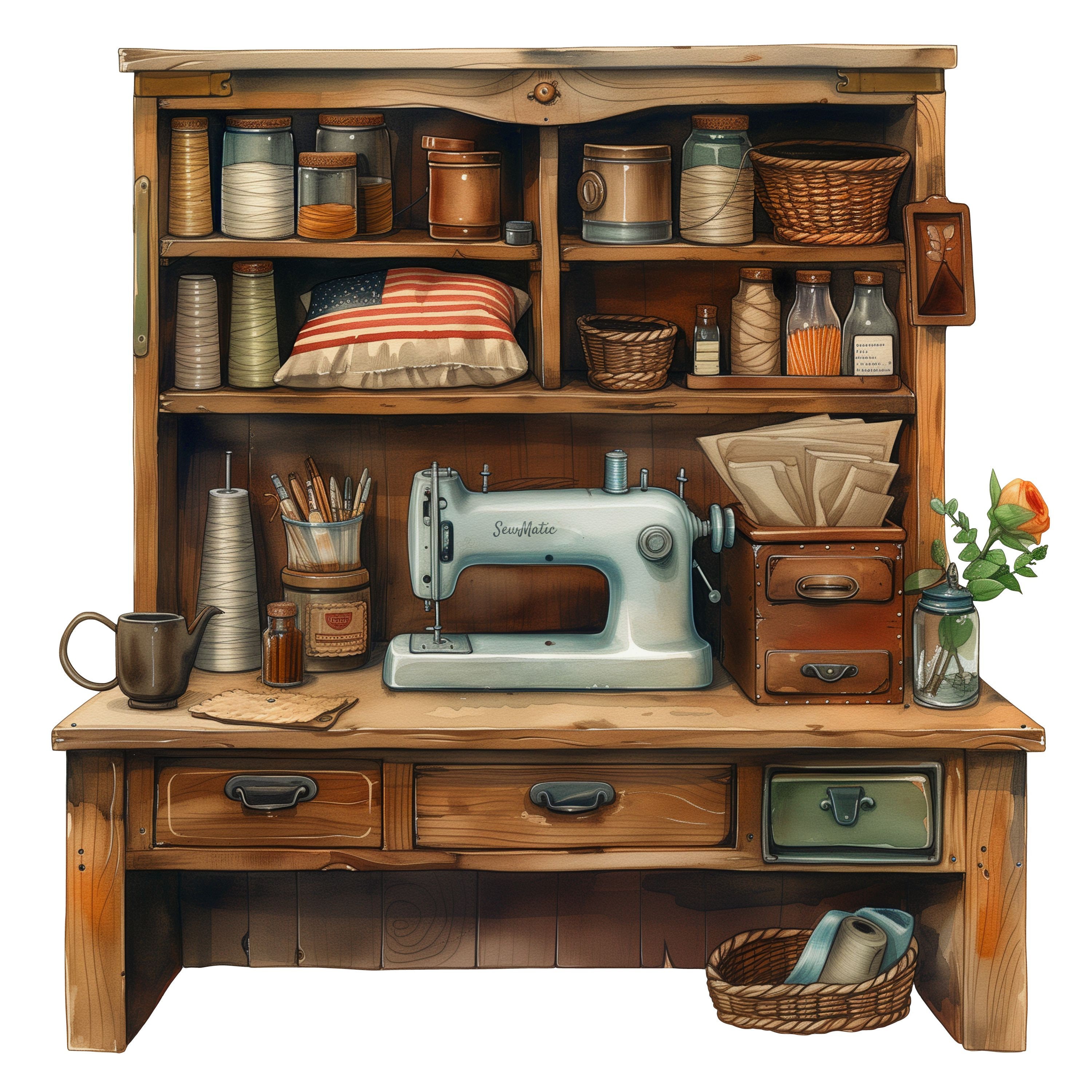 Vintage Tailor Shop Clipart Bundle- 12 High Quality Watercolor Jpgs ...