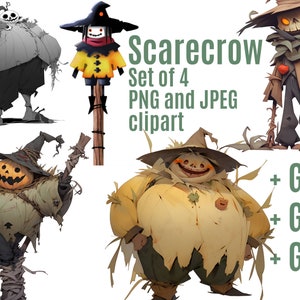 Scarecrow Set of PNG and JPEG Clipart Part 2 Halloween 2018 - Etsy