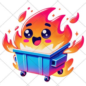 23 Cute Dumpster Fire SVG, PNG, Garbage Svg, Trash Can Clipart ...