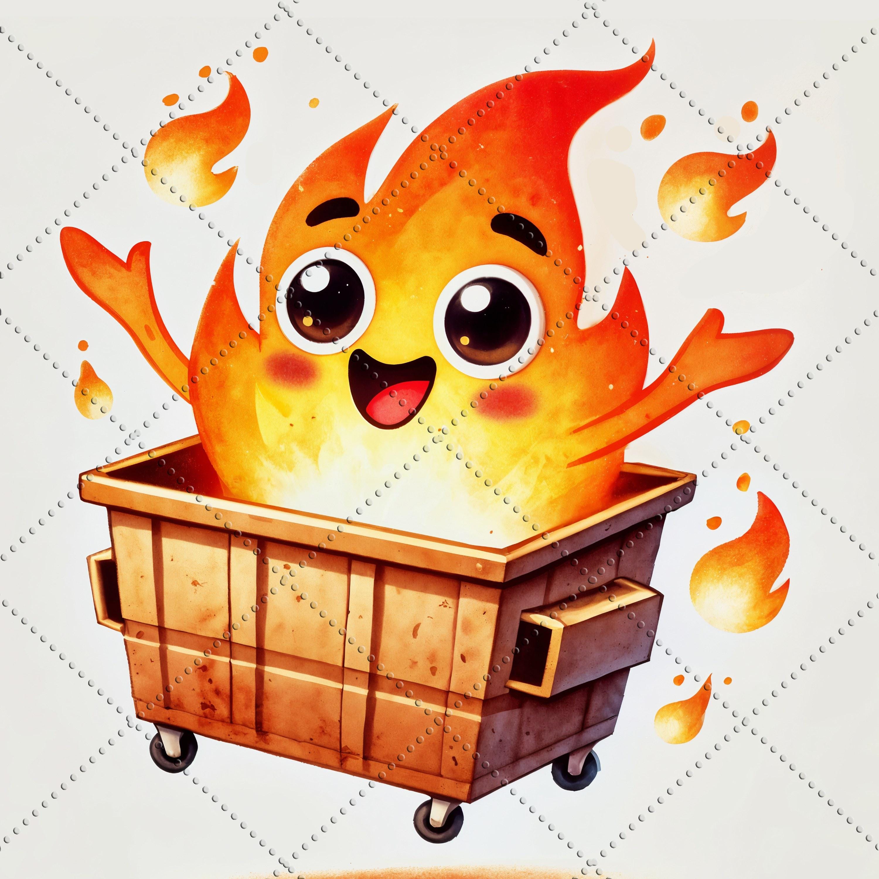 23 Cute Dumpster Fire SVG, PNG, Garbage Svg, Trash Can Clipart ...