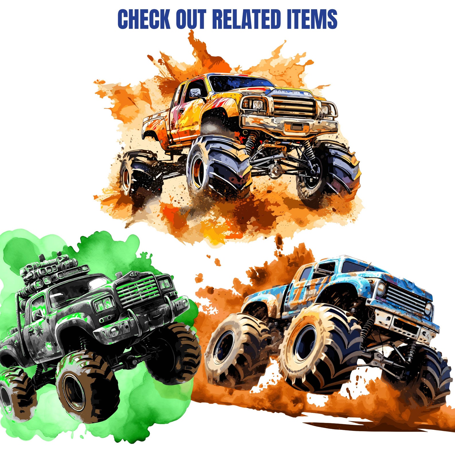 Monster Truck Clip Art: off Road Vehicle PNG SVG (digital Download) - Etsy