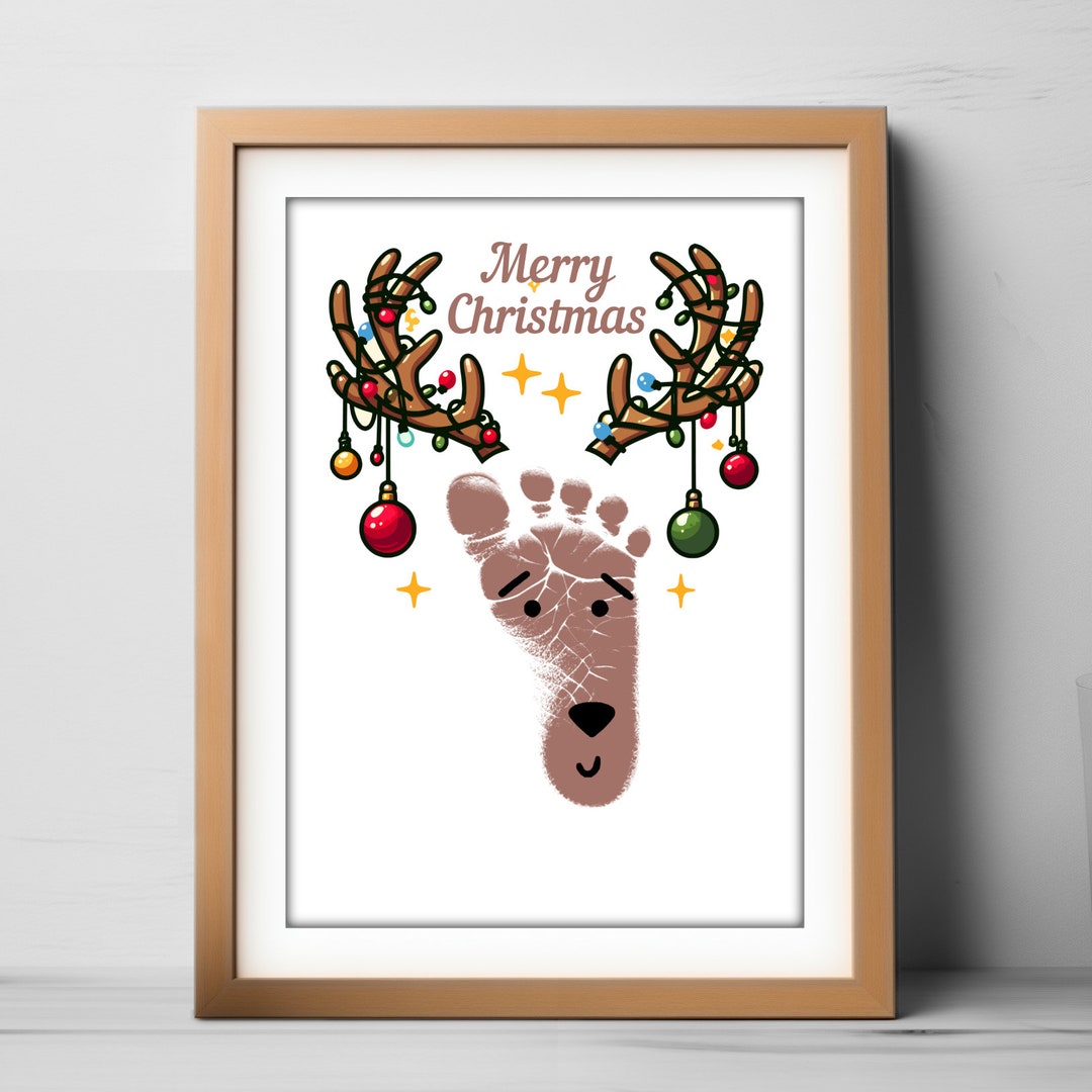 Footprint Reindeer Merry Christmas, Xmax Handprint Art Craft, Baby Kids ...