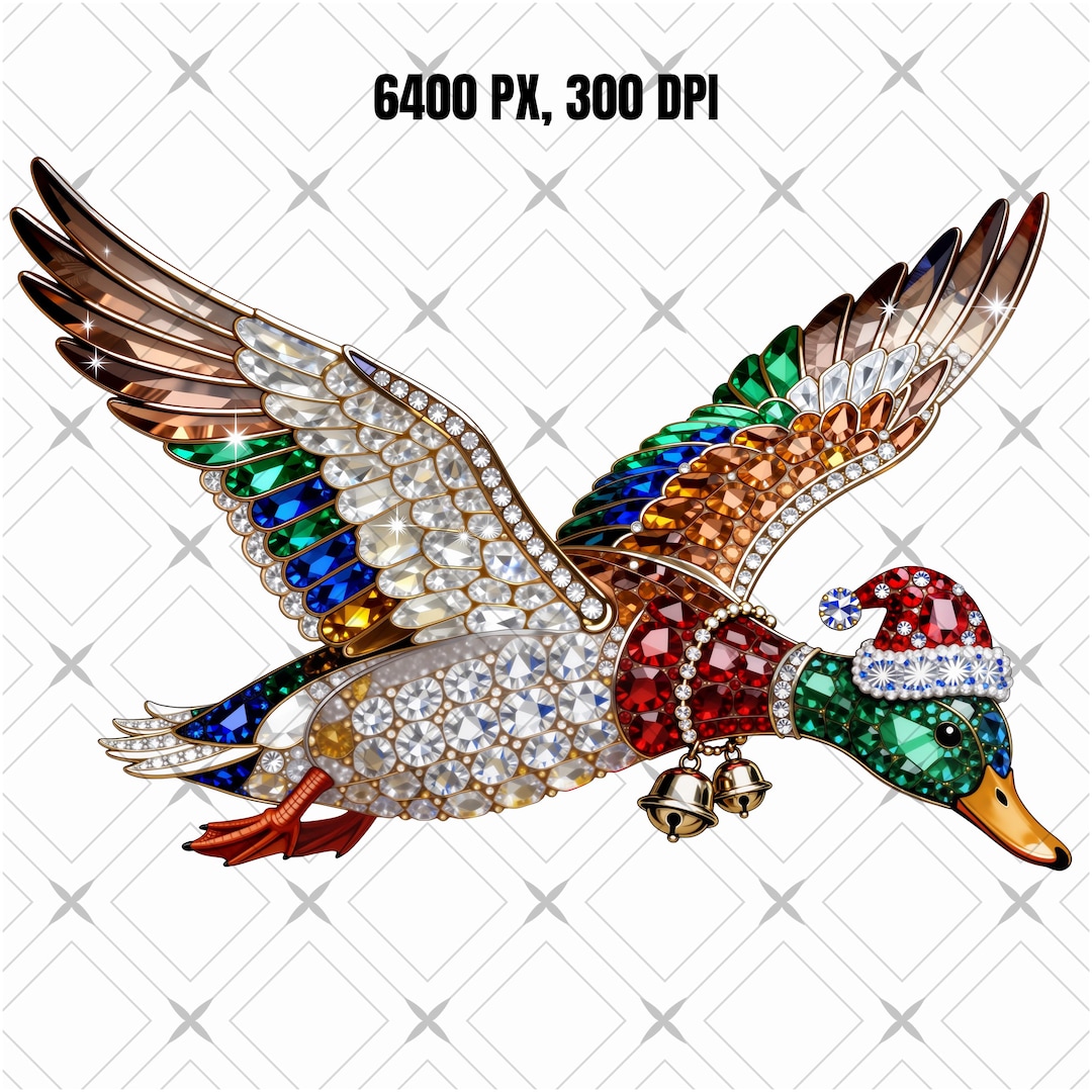 Swarovski Gemstone Duck, 4 PNG Christmas Faux Rhinestone Mallard Duck ...