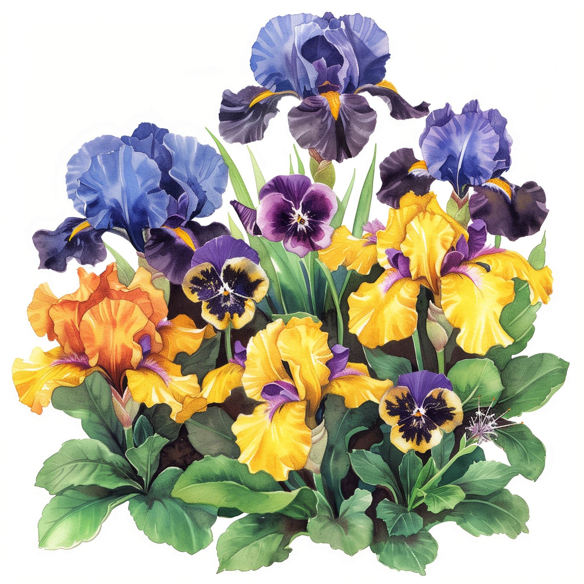 Garden Plants Clipart Pack, Watercolor Flower Composition, Plants ...