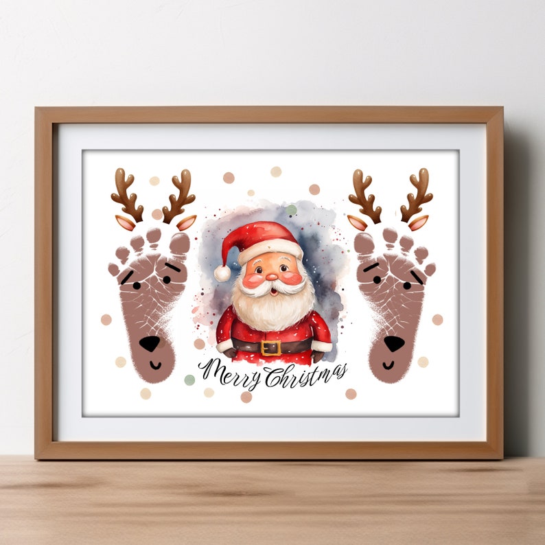 Footprint Santa Reindeer Merry Christmas, Xmax Handprint Art Craft ...