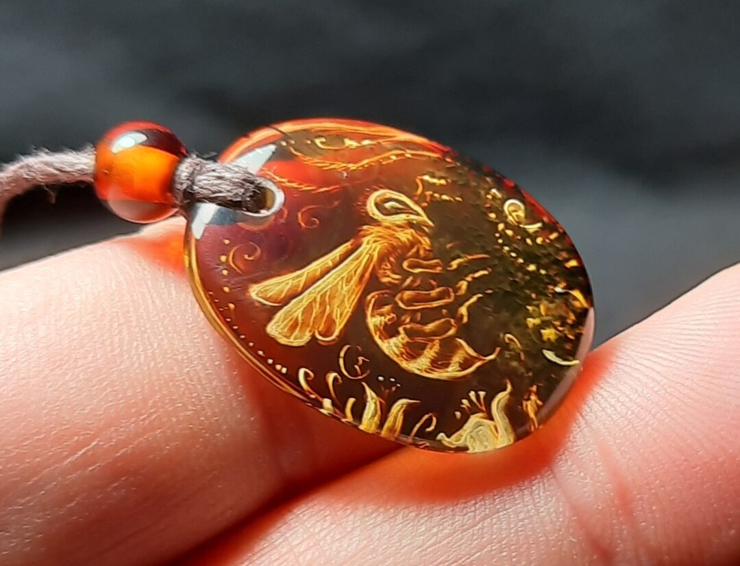 Amber Pendant Honey Bee - Etsy