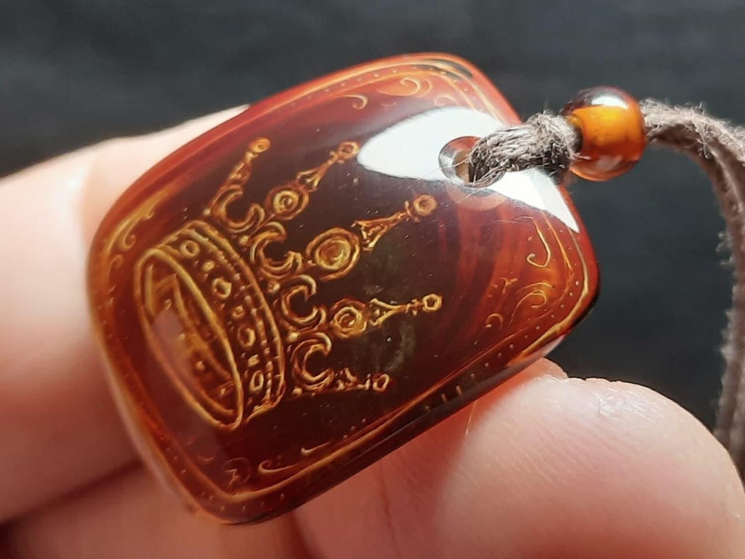 Hand-carved Baltic Amber Crown Pendant: Royal Honey Brown Necklace - Etsy