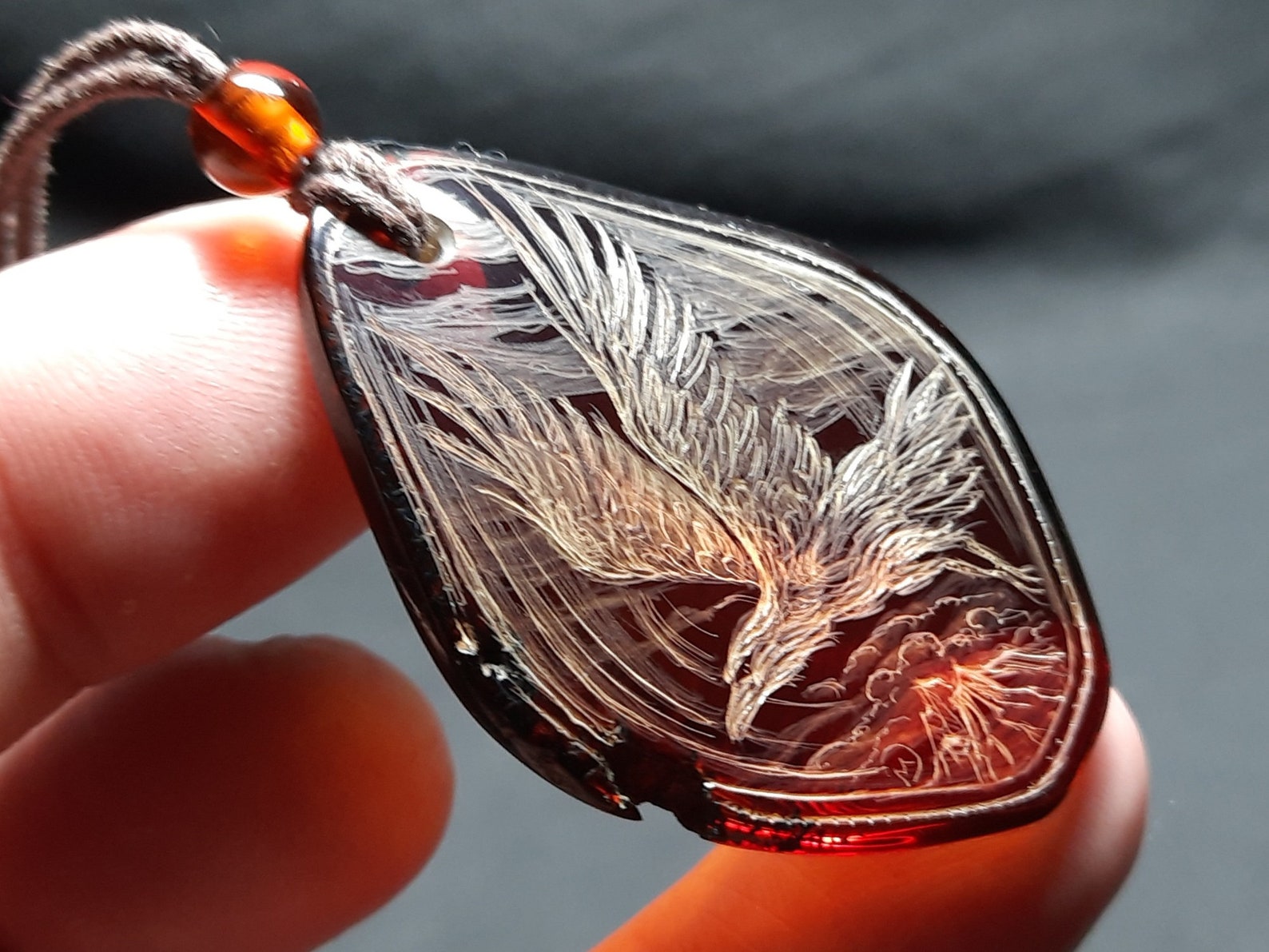 Amber Pendant Crow - Etsy