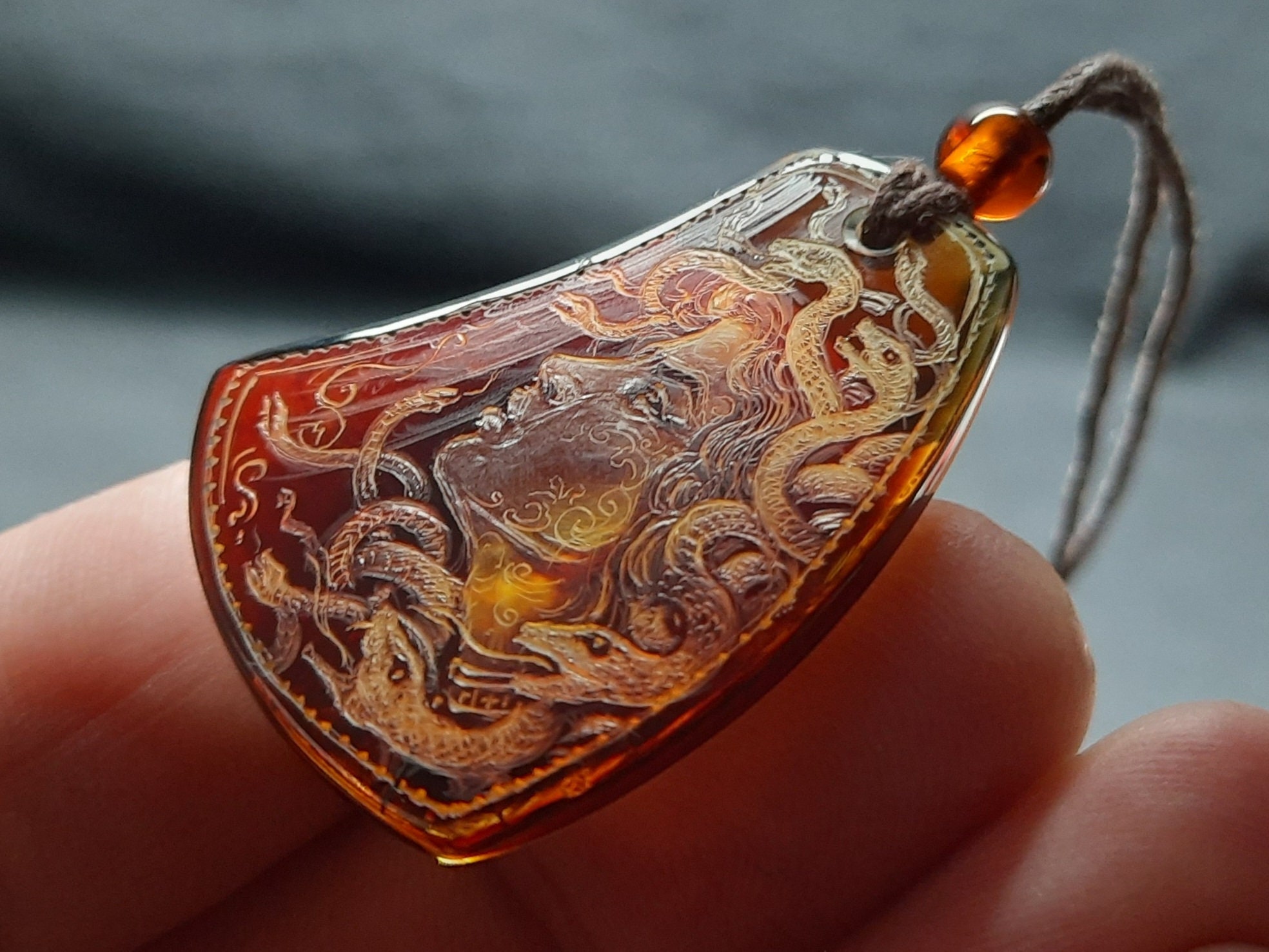 Amber Pendant Medusa Gorgon - Etsy