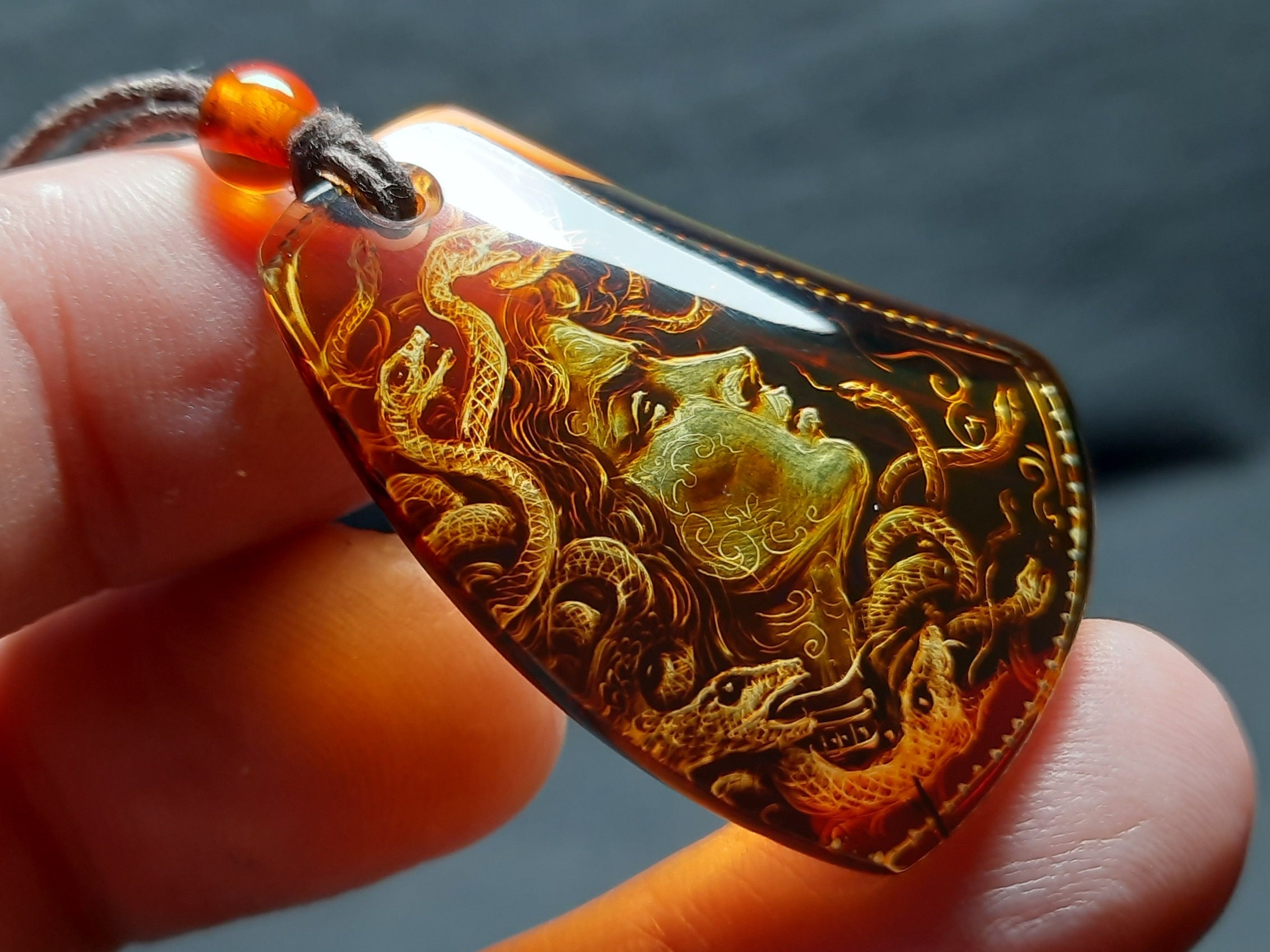 Amber Pendant Medusa Gorgon - Etsy