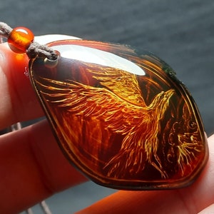 Amber Pendant Crow - Etsy