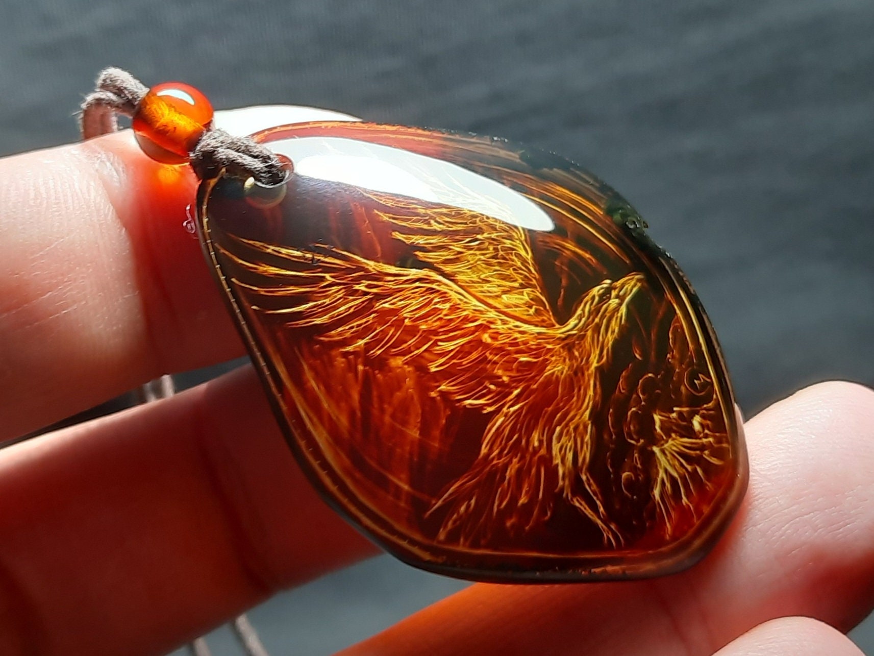 Amber Pendant Crow - Etsy