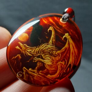Amber Pendant Dragon - Etsy