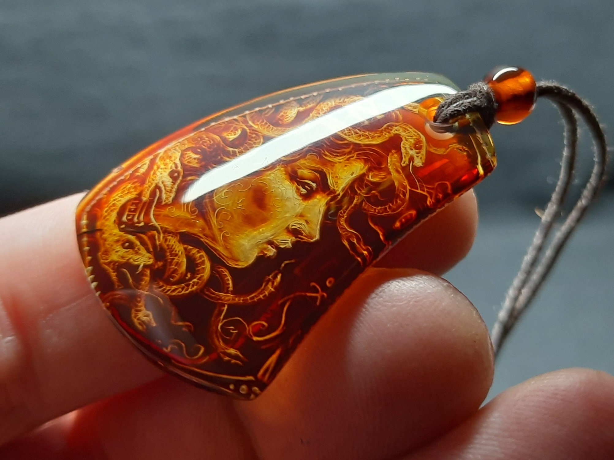 Amber Pendant Medusa Gorgon - Etsy
