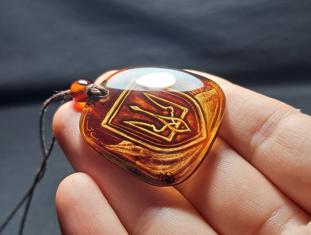 Amber Pendant Emblem of Ukraine - Etsy