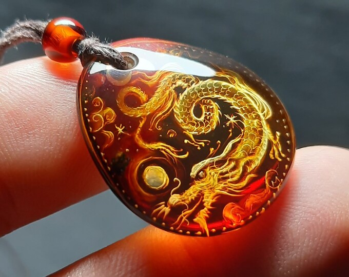 Amber Pendant Dragon - Etsy
