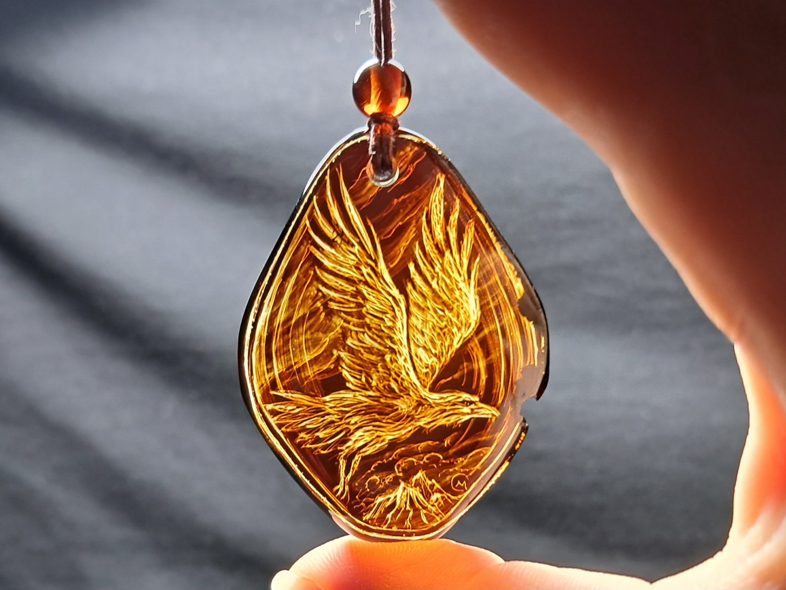 Amber Pendant Crow - Etsy