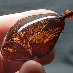 Amber Pendant Crow - Etsy