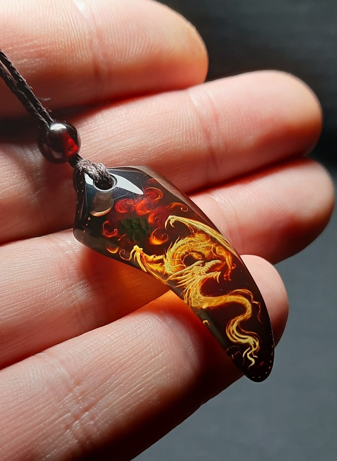 Amber Pendant Dragon - Etsy
