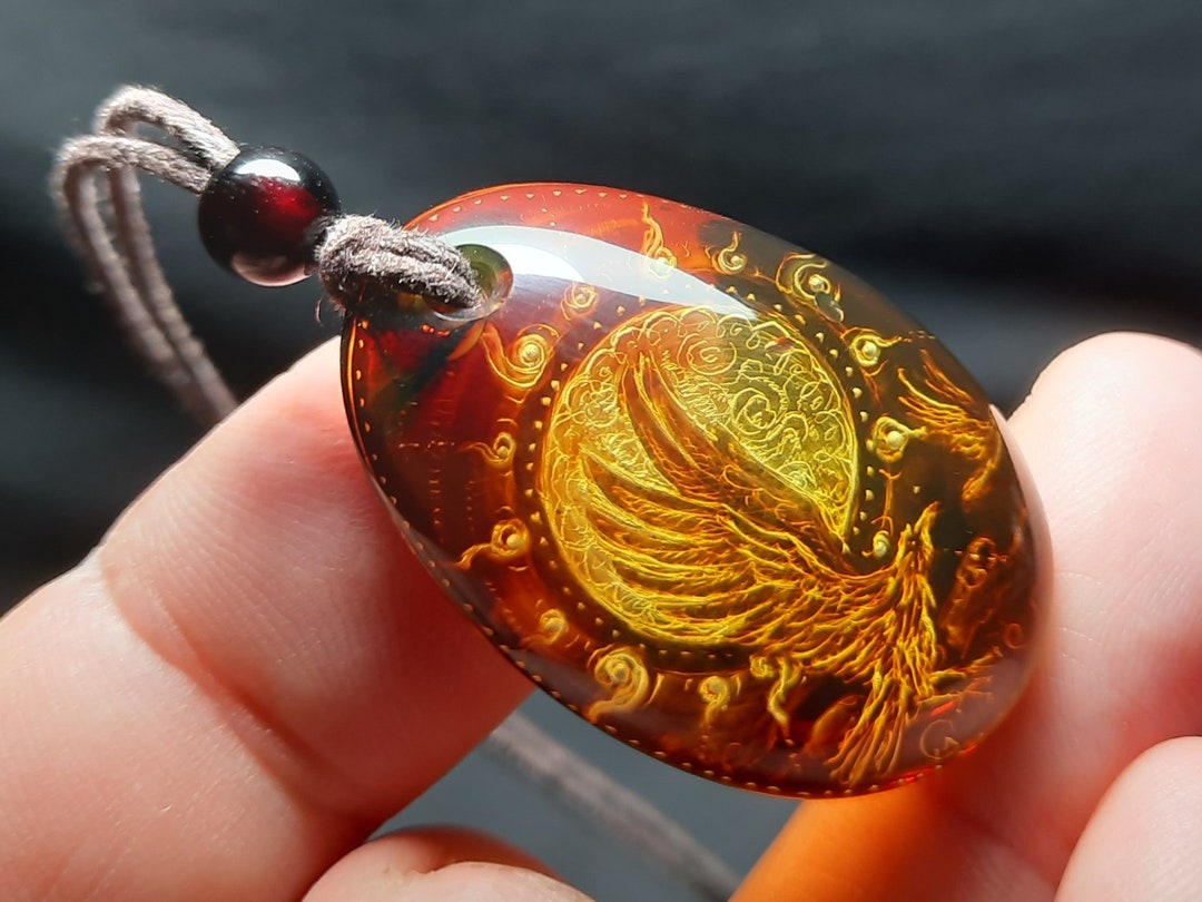 Amber Pendant Crow in the Sun - Etsy