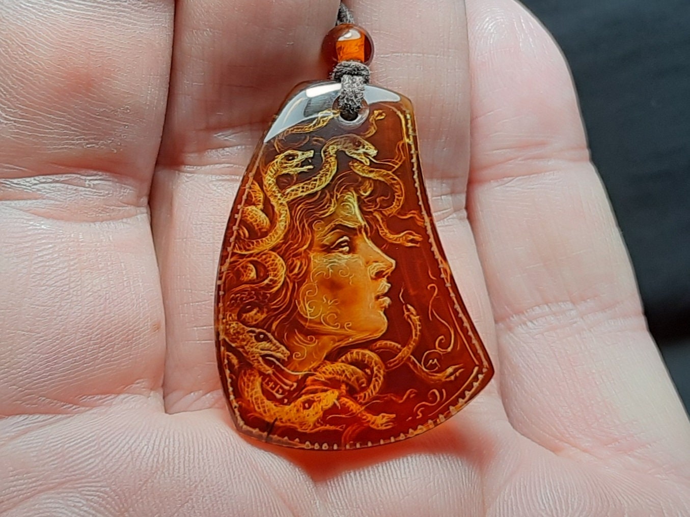 Amber Pendant Medusa Gorgon - Etsy