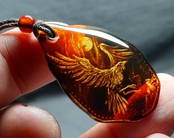 Amber Pendant Crow - Etsy