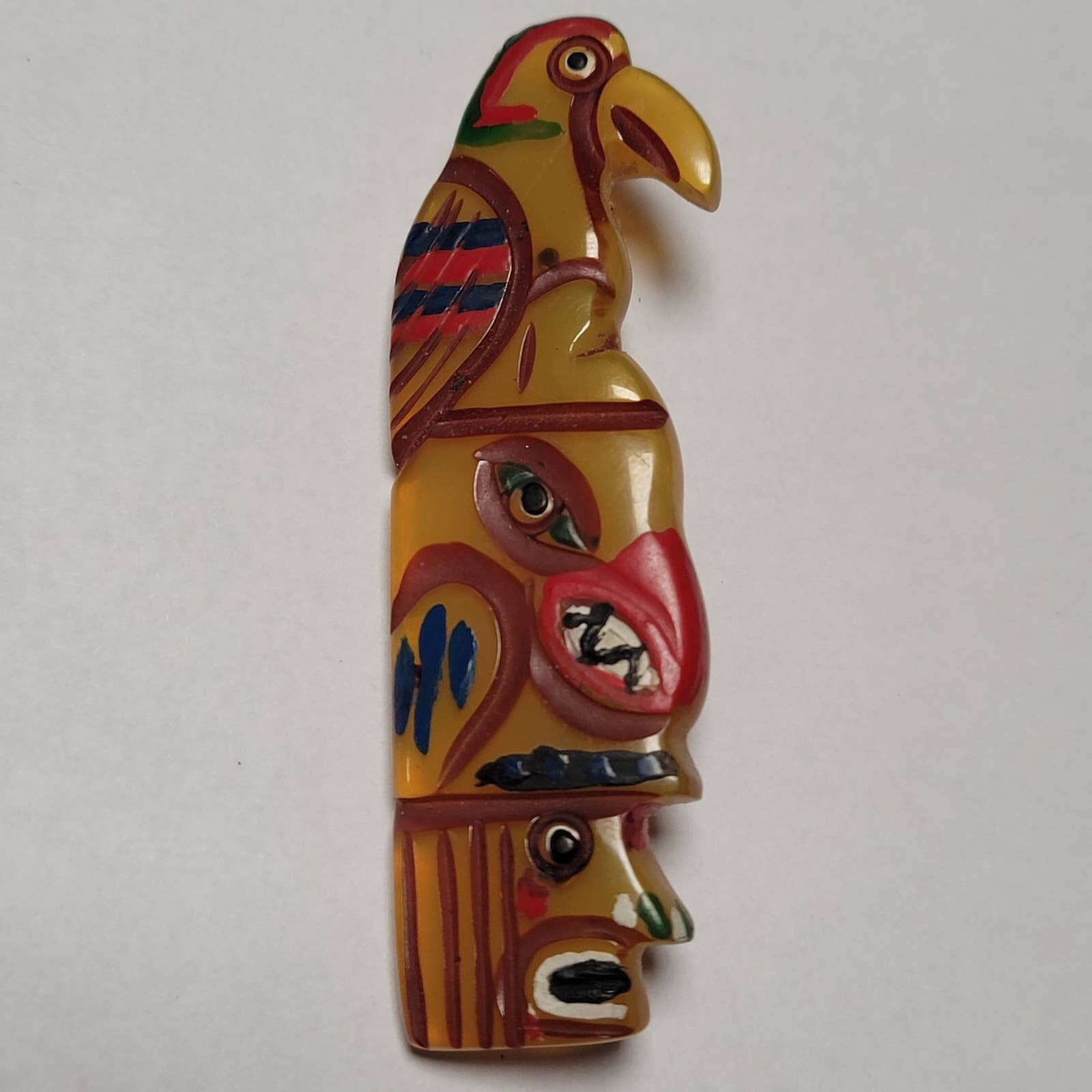 Extremely Rare, 1930s, Native American, Hand Painted Bakelite Totem Pin ...