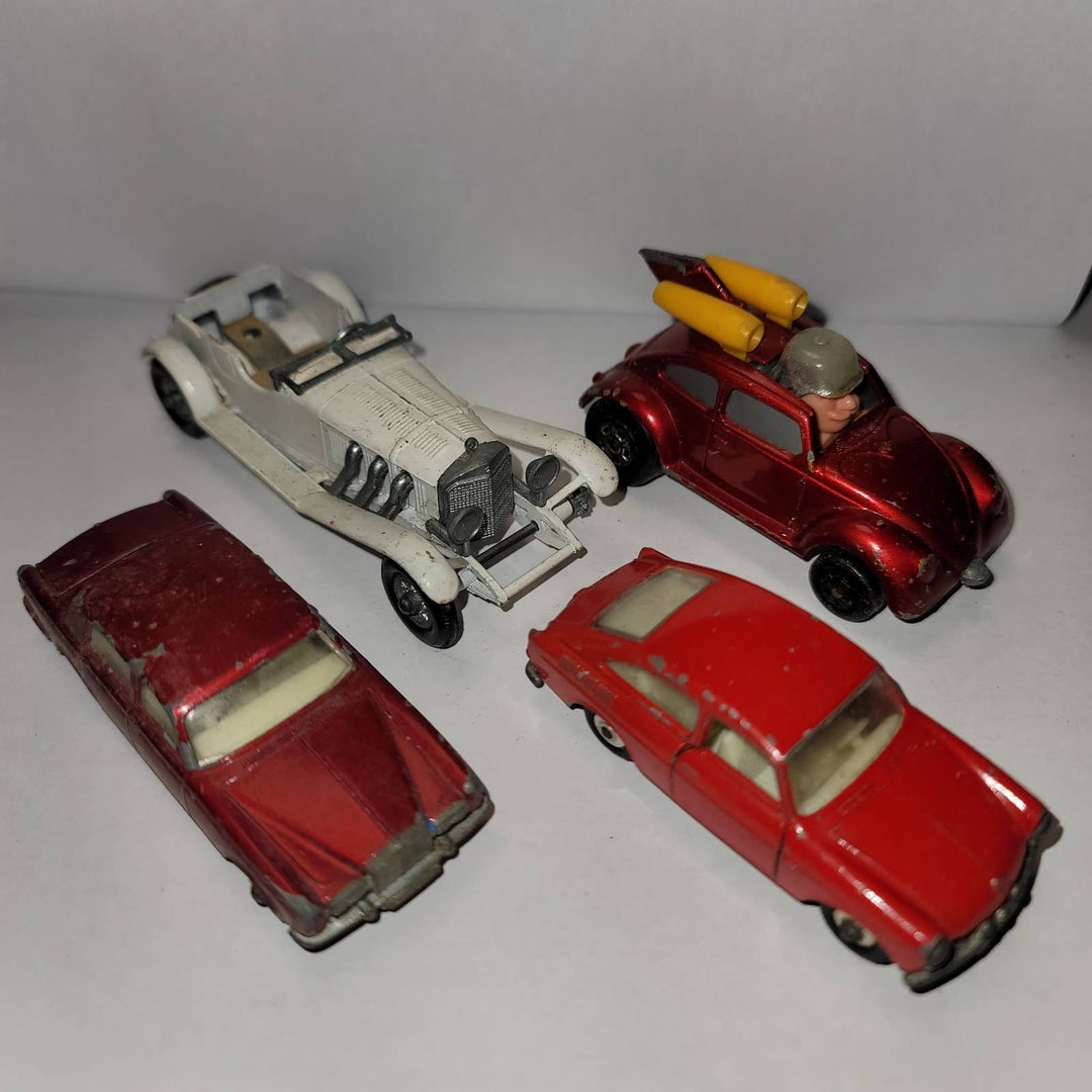 Matchbox #11 Flying Bug, #24 Silver Shadow, #67 VW 1600, and #36 1928 ...