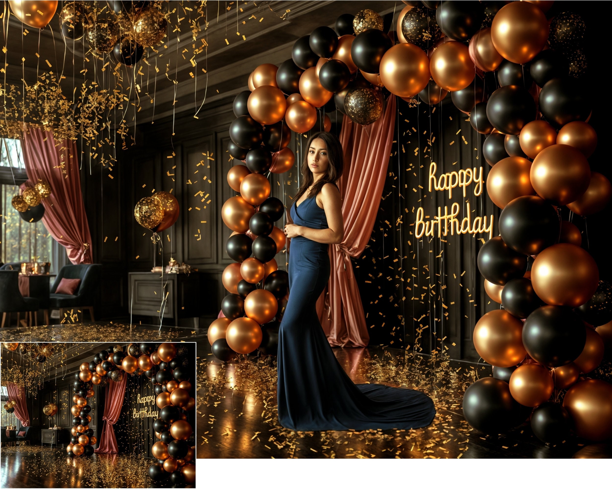Elegant Birthday Backdrops Magical Digital Backdrop Balloon, Cake Smash ...