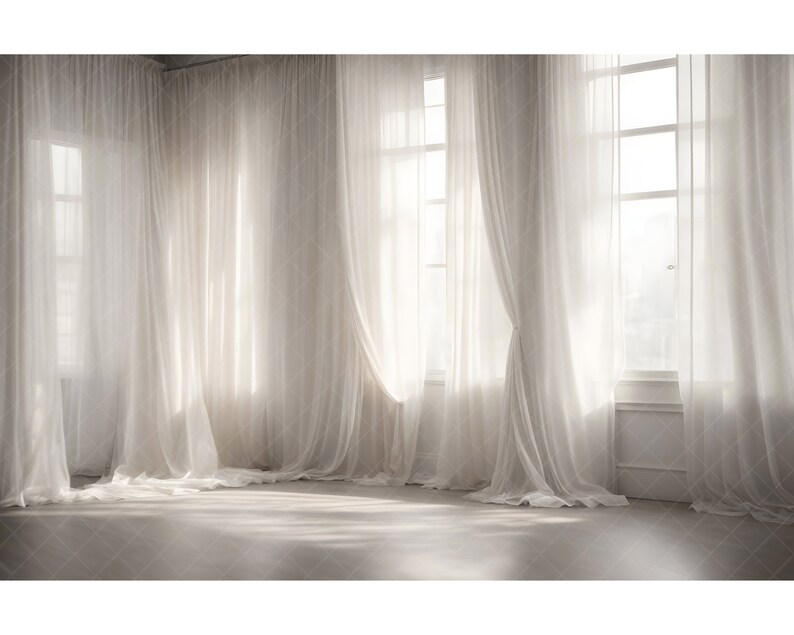 30 Digital Curtain Backdrop Breathtaking White Dreamy Sheer - Etsy