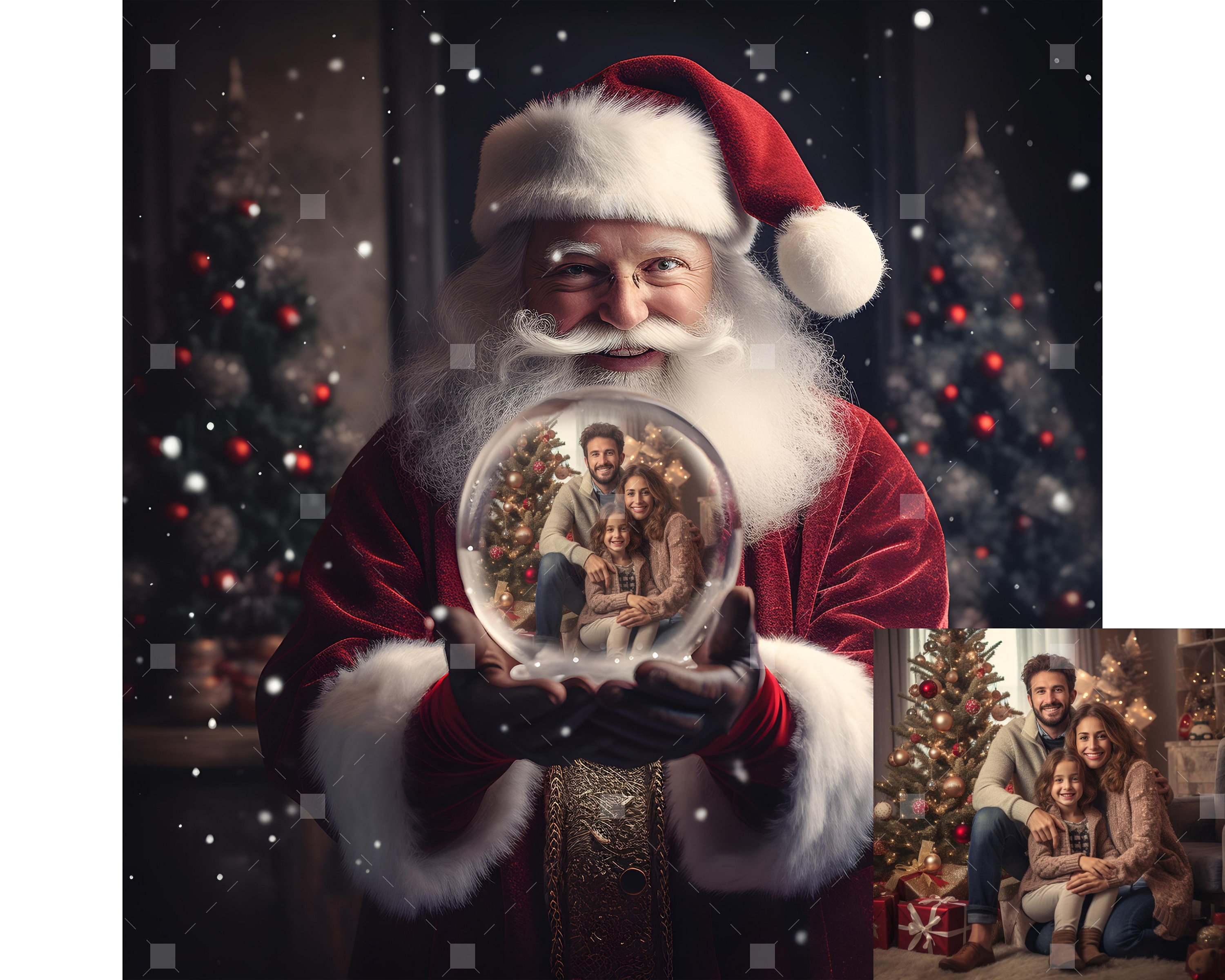 Santa Claus Christmas Snow Globe Photo Insert Digital Backdrop for ...