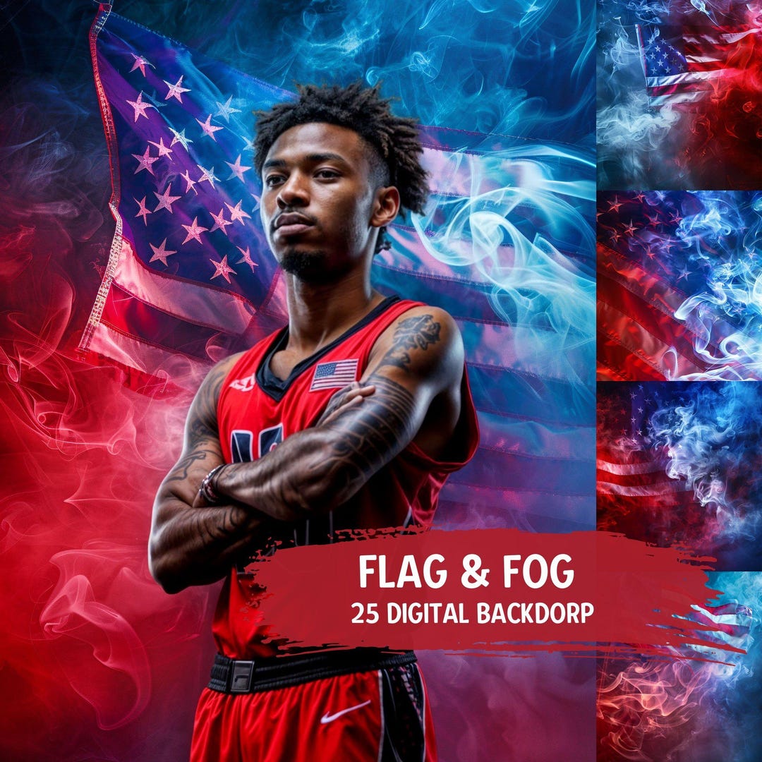 USA Flag and Fog Sport Backdrops Banner With Backdrop | Baseball and ...