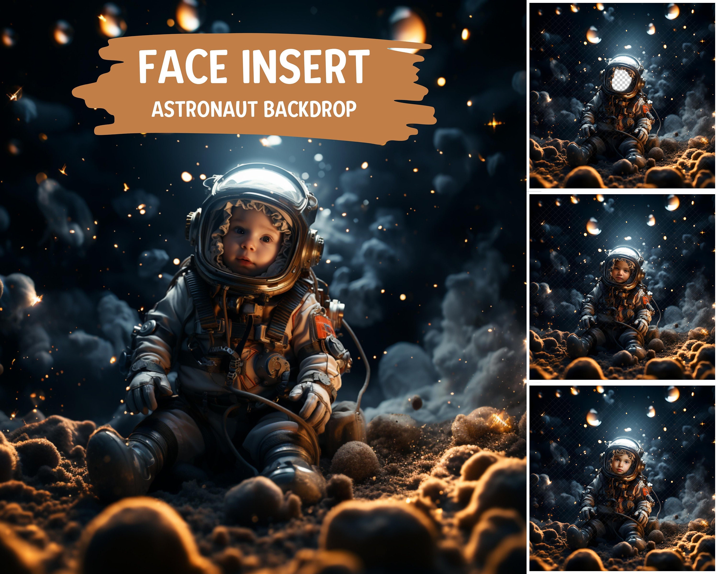 Face Insert Astronaut Newborn Backdrops, Space Photography Backdrop ...