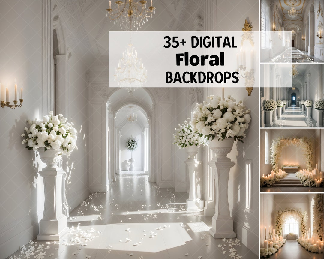 Floral Art Studio Digital Backdrops, Flower Overlays Photography ...