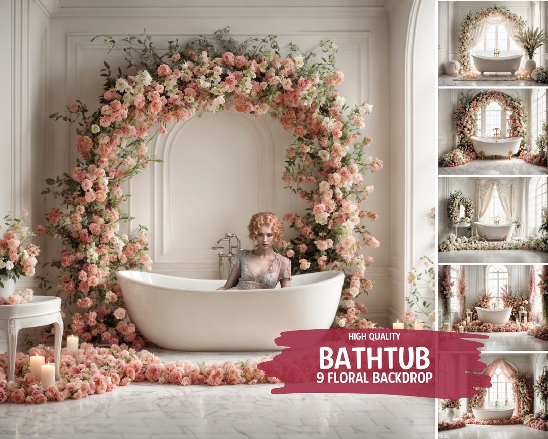 Elegant Bathtub Photography Backdrops, Floral Vintage Bathtub ...