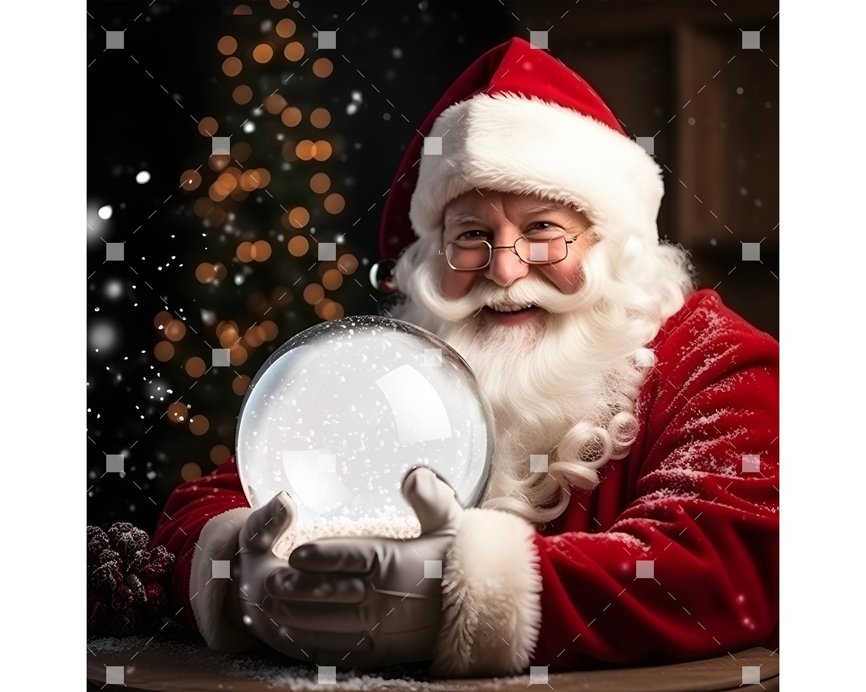 Santa Claus Christmas Snow Globe Photo Insert Digital Backdrop for ...