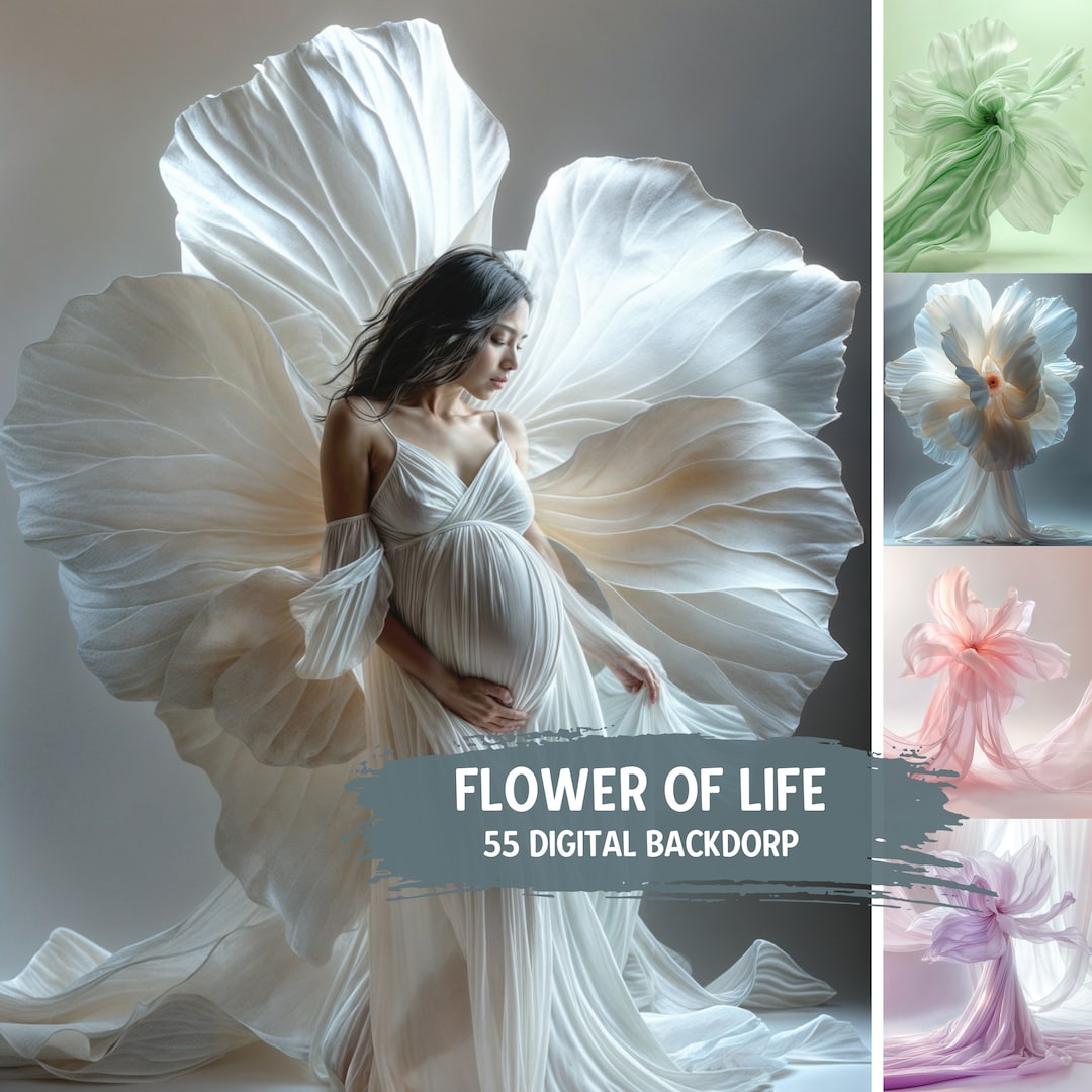 Flowy Fabric Flower Digital Backdrops, Floral Digital Backdrop Overlays ...