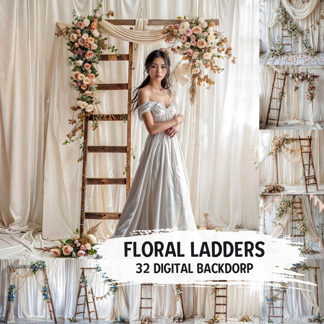 32 Floral Ladders Curtain Backdrops Digital Photography Backgrounds ...
