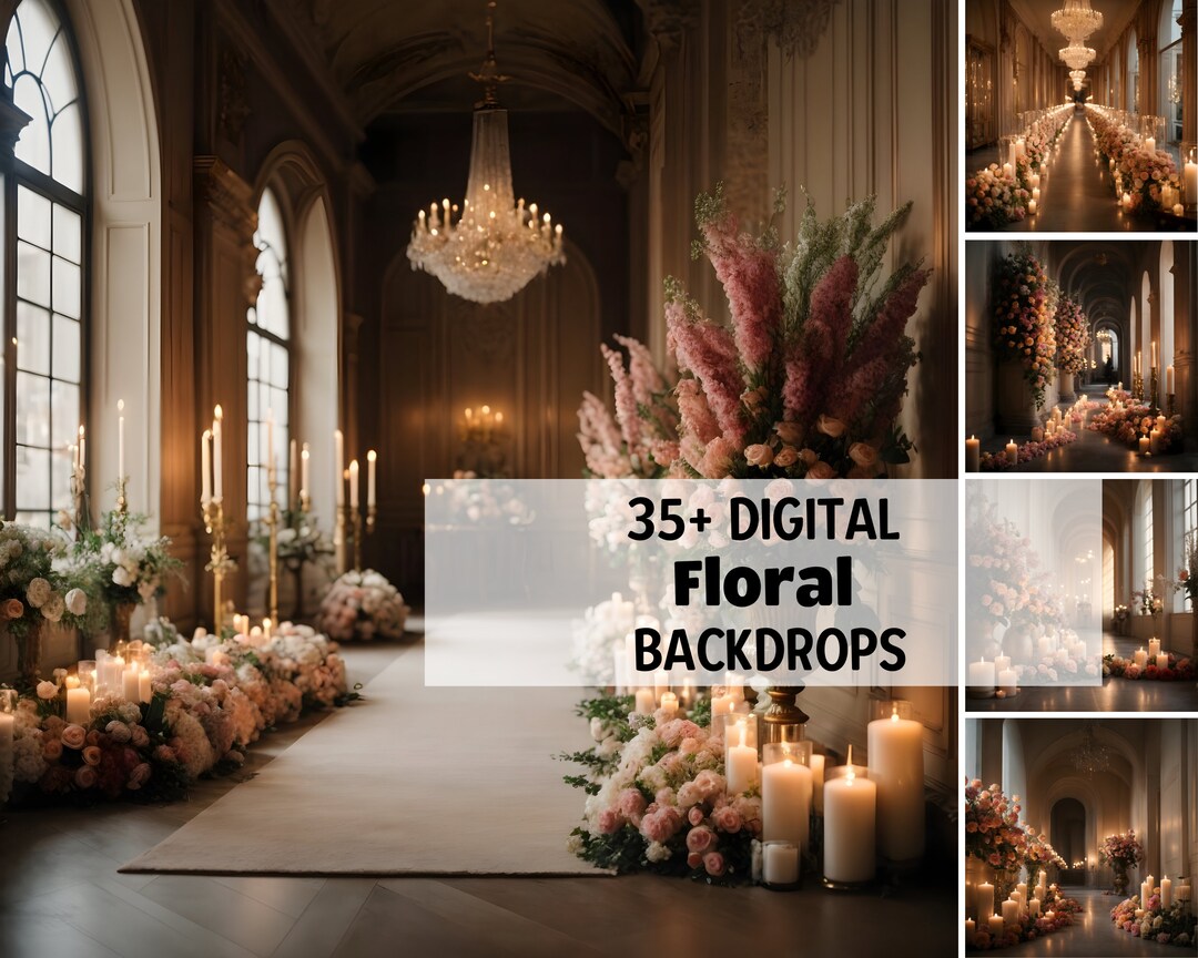 Floral Art Studio Digital Backdrops, Flower Overlays Photography ...