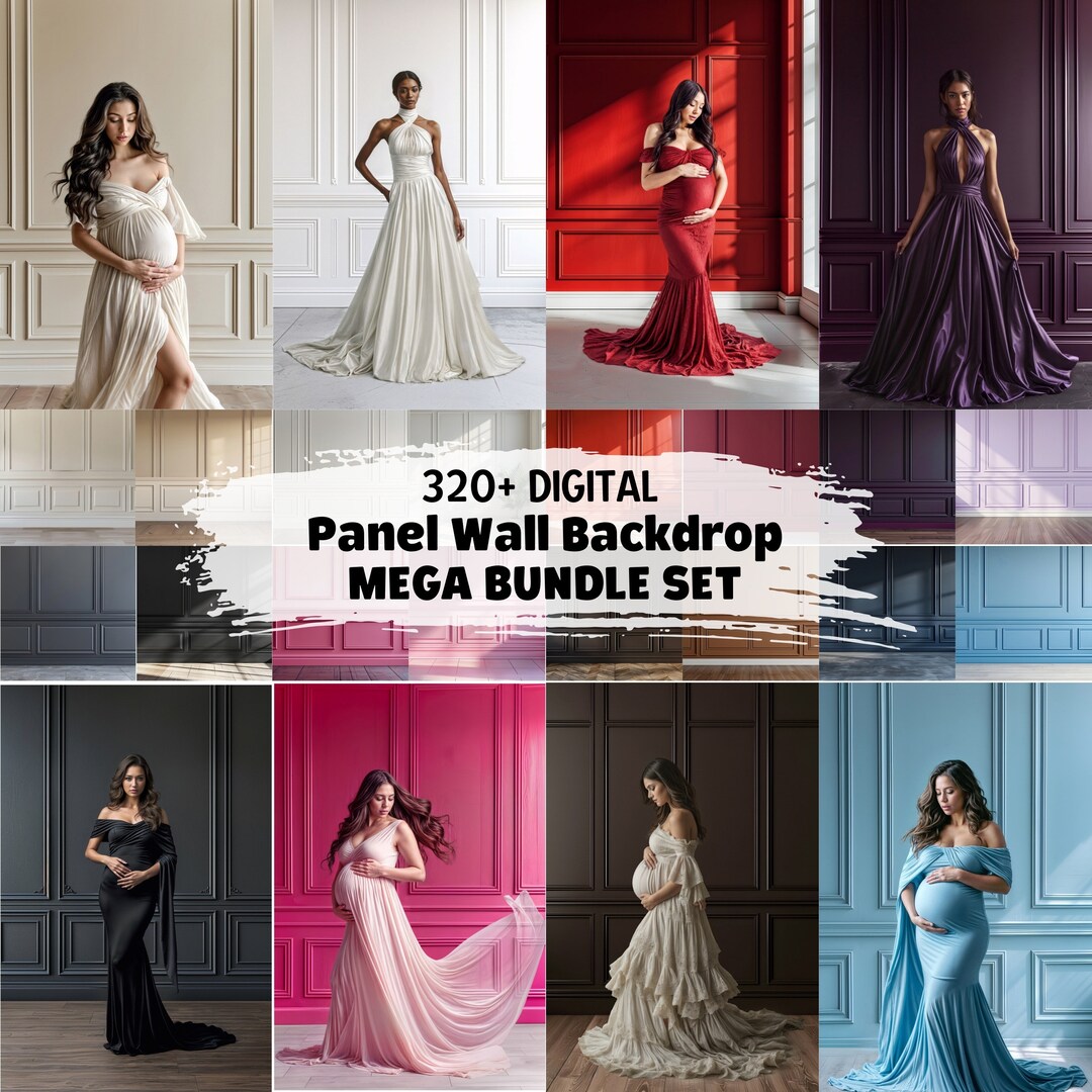 320+ Bundle Panel Wall Digital Backdrops, Maternity Backdrop Overlays ...