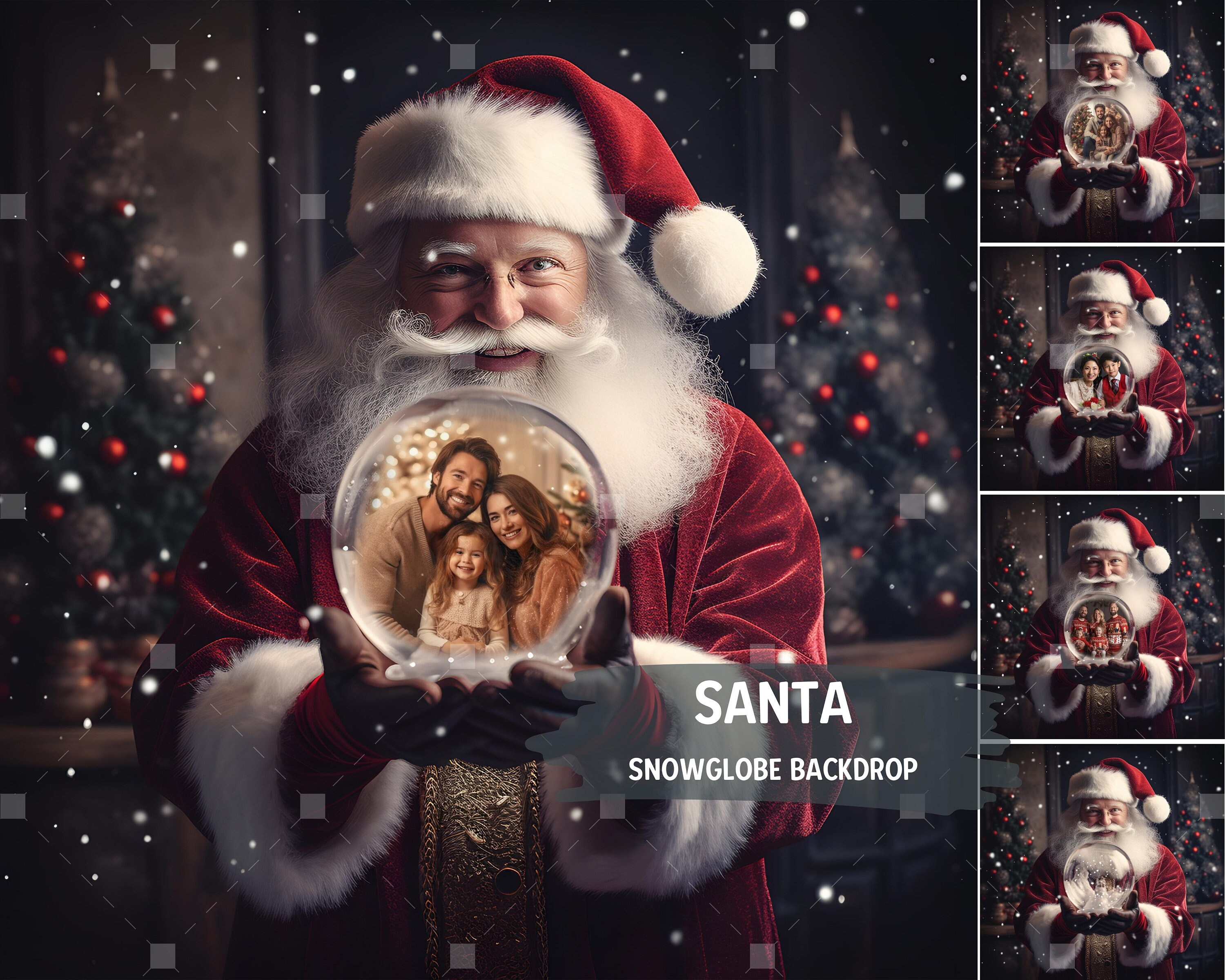 Santa Claus Christmas Snow Globe Photo Insert Digital Backdrop for ...