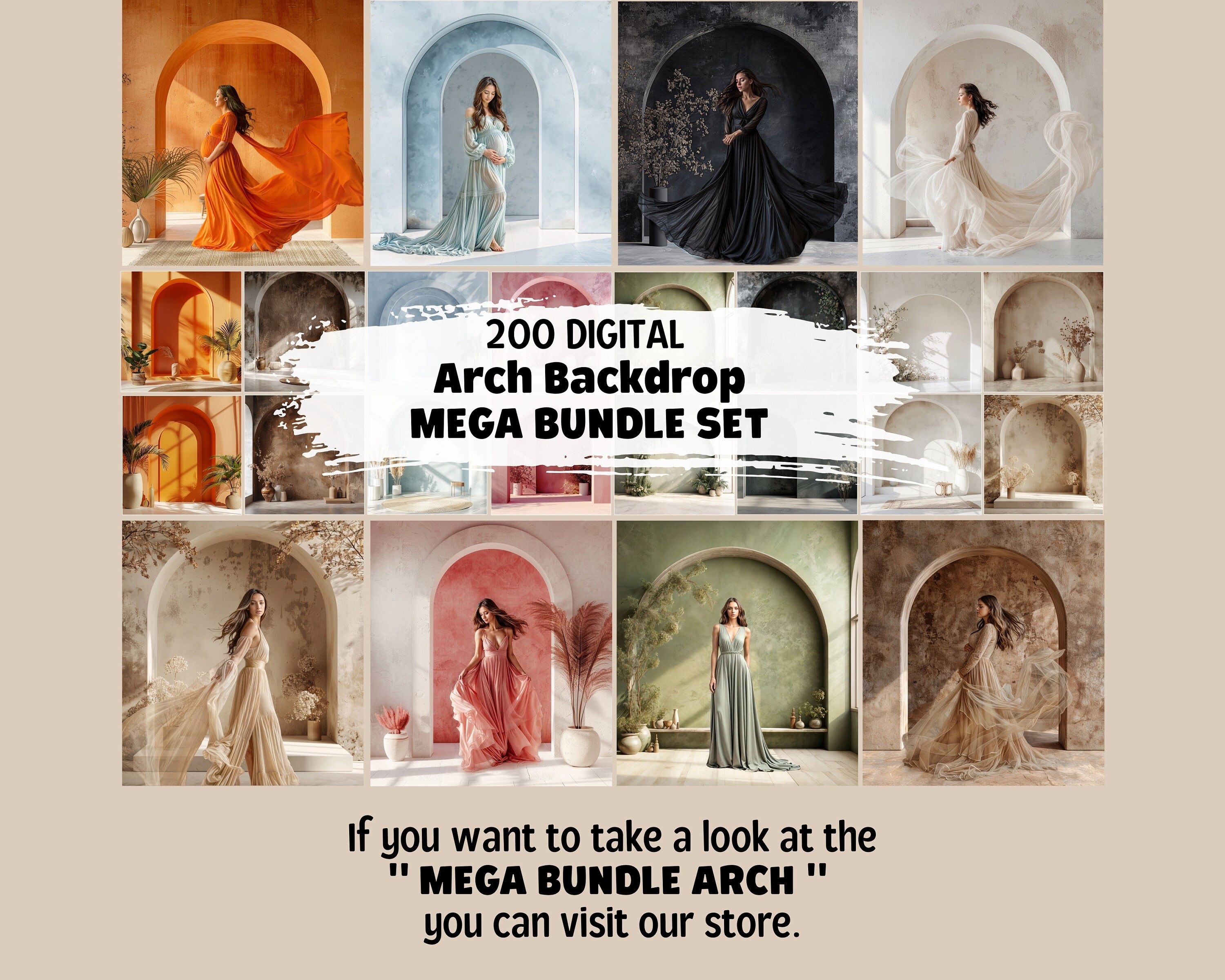 Minimal Arches Set Digital Backdrops, Maternity Backdrop Overlays ...