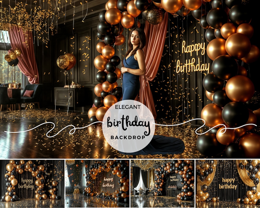 Elegant Birthday Backdrops Magical Digital Backdrop Balloon, Cake Smash ...
