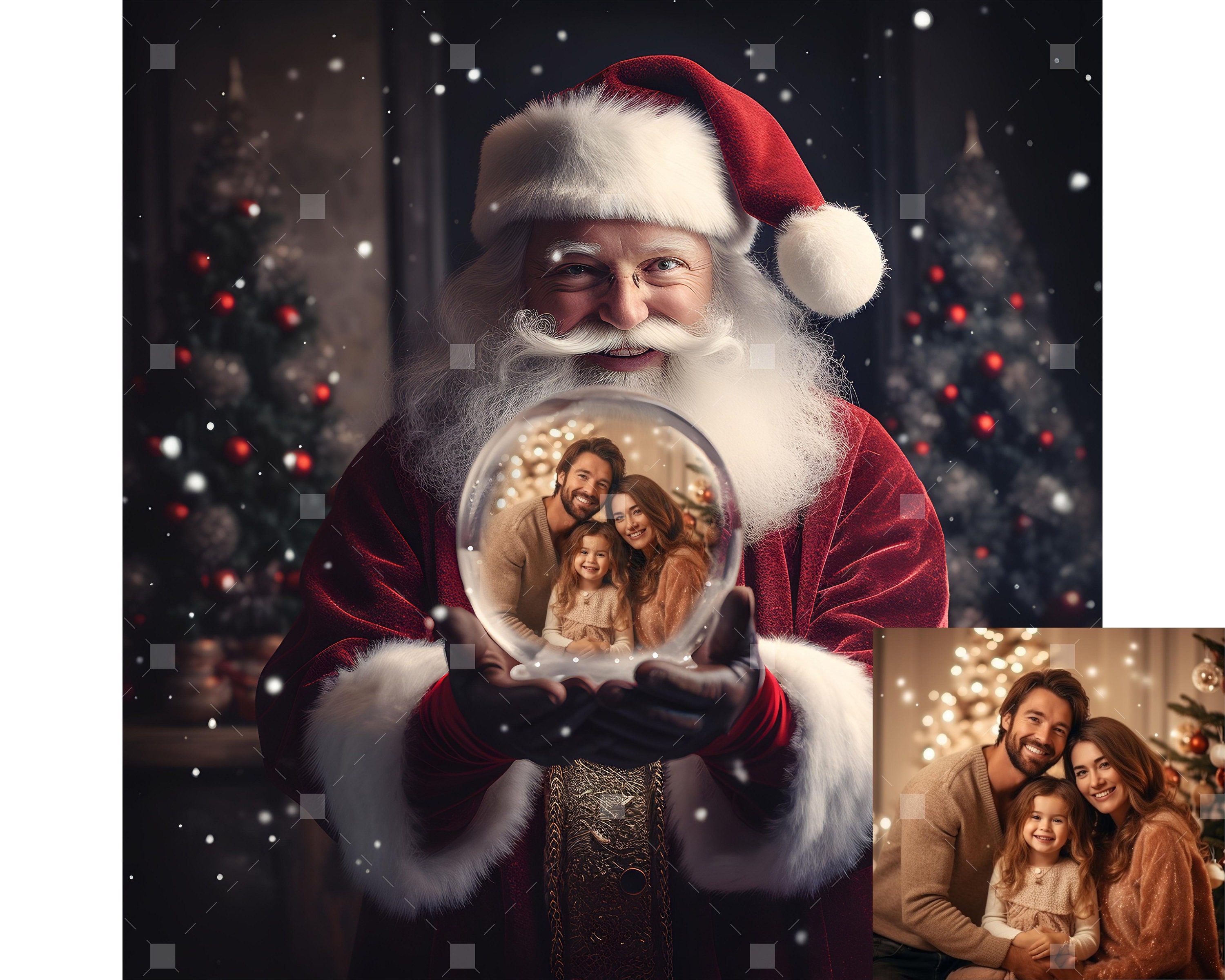 Santa Claus Christmas Snow Globe Photo Insert Digital Backdrop for ...