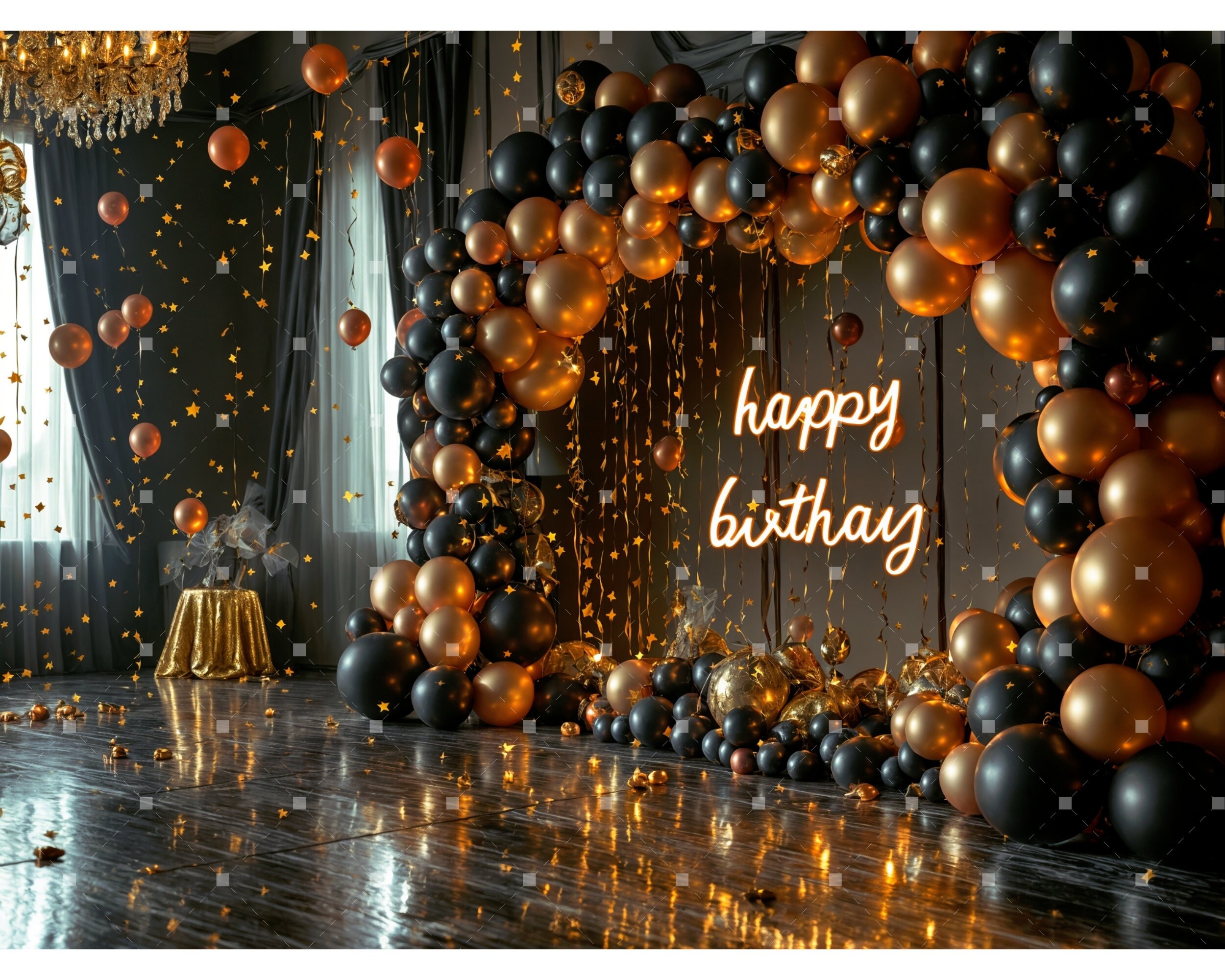 Elegant Birthday Backdrops Magical Digital Backdrop Balloon, Cake Smash ...