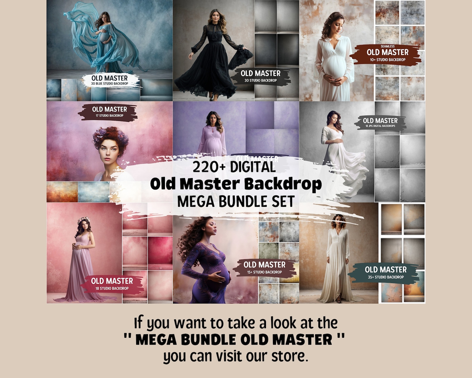 30 Old Master Backgrounds, Vertical and Horizontal Portrait Backgrounds ...
